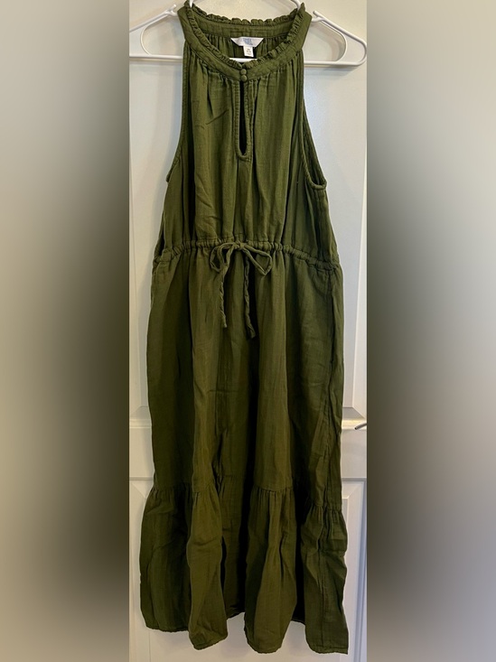 Time and Tru | Dresses | Olive Green Buttonfront Smocked Dress | Poshmark
